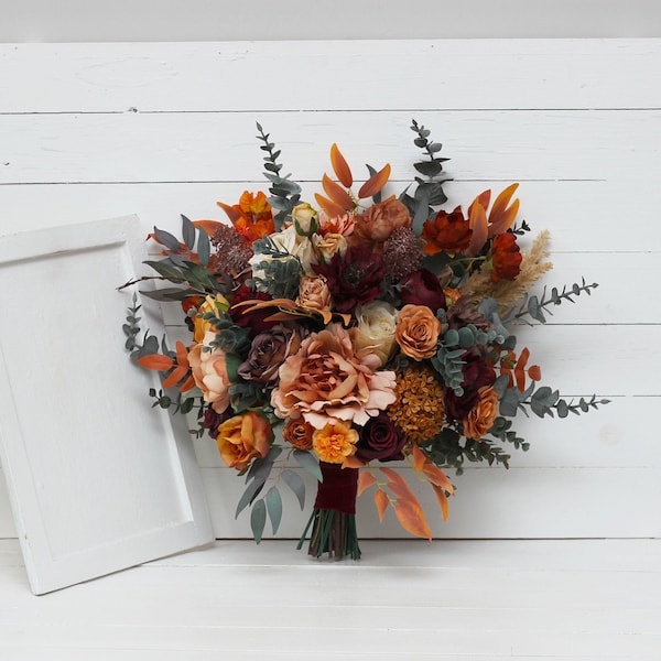 Fall Wedding Bouquet Burnt Orange - Etsy