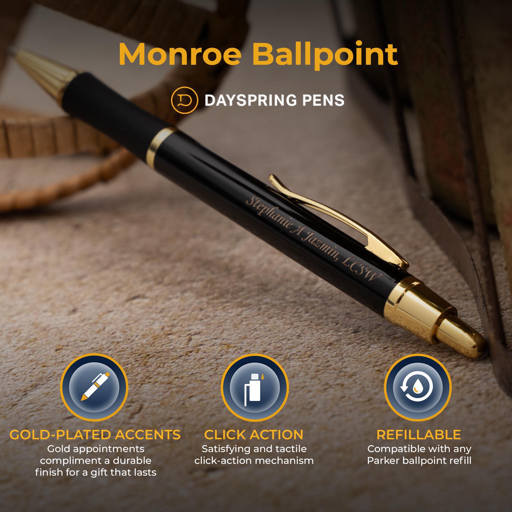 Dayspring Pens - Personalized / Engraved Monroe Ballpoint Pen Black ...