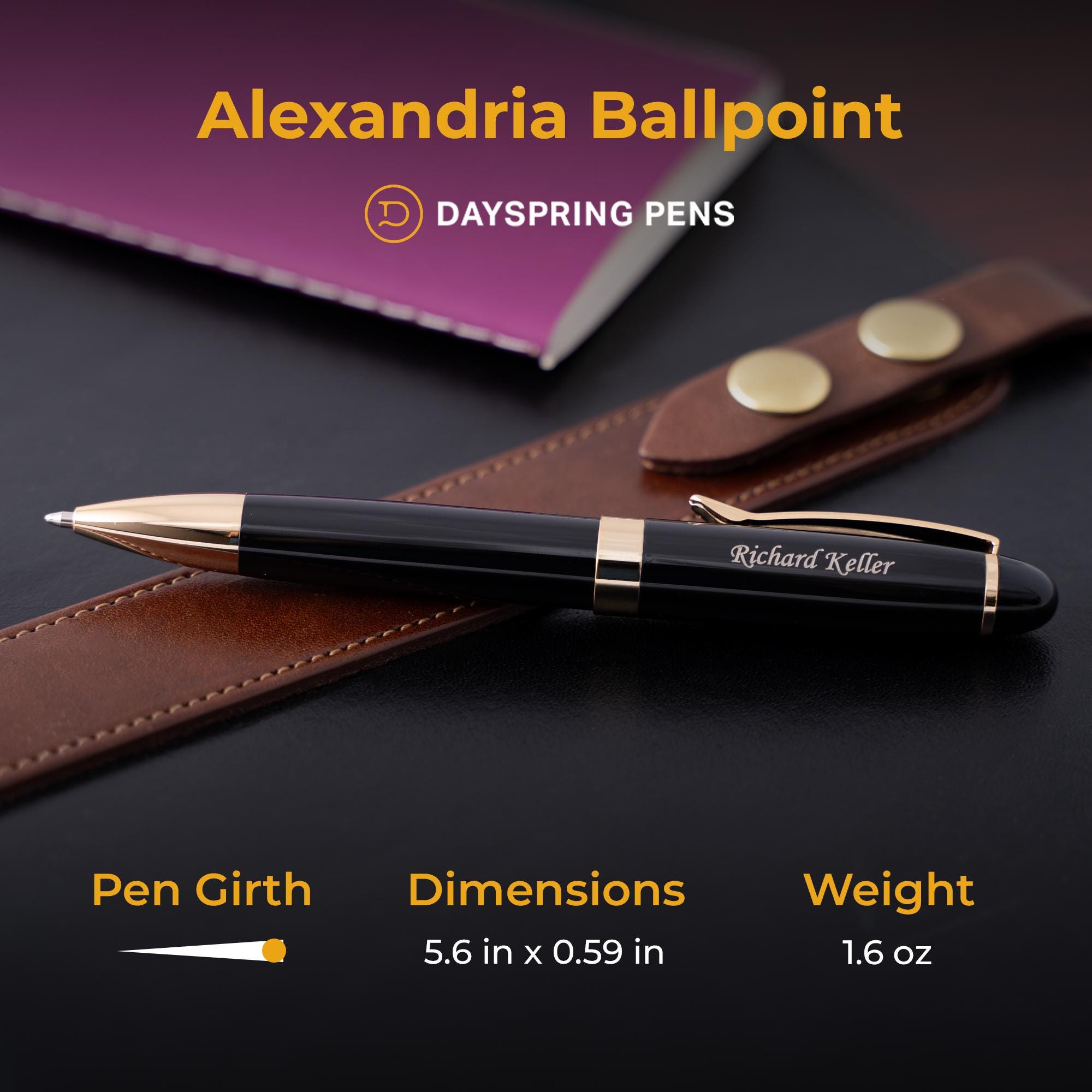 Dayspring Pens - Personalized Alexandria Ballpoint Gift Pen - Black ...