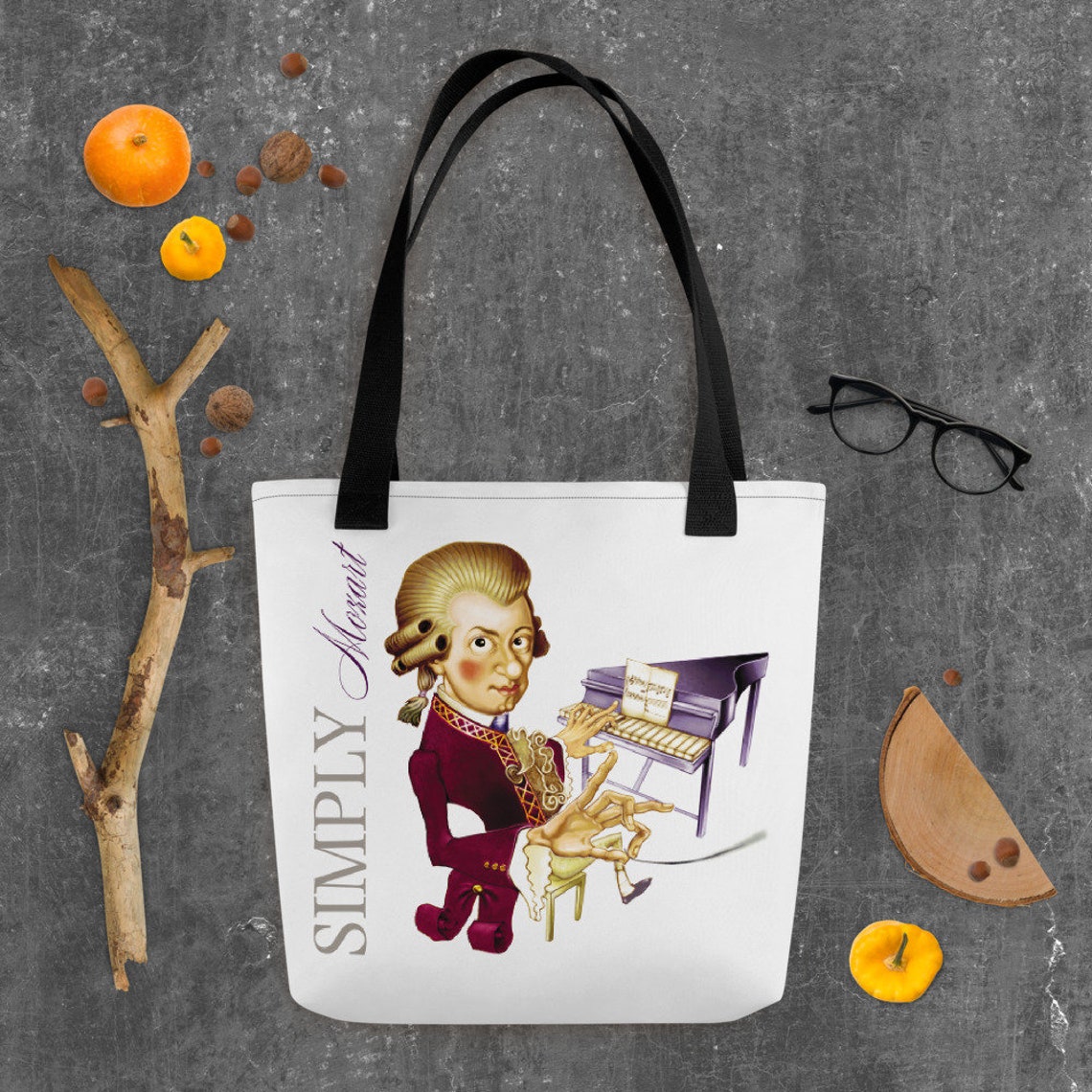 Wolfgang Mozart Tote Bag, Music Shoulder Bag for Book Lovers, Book Tote ...