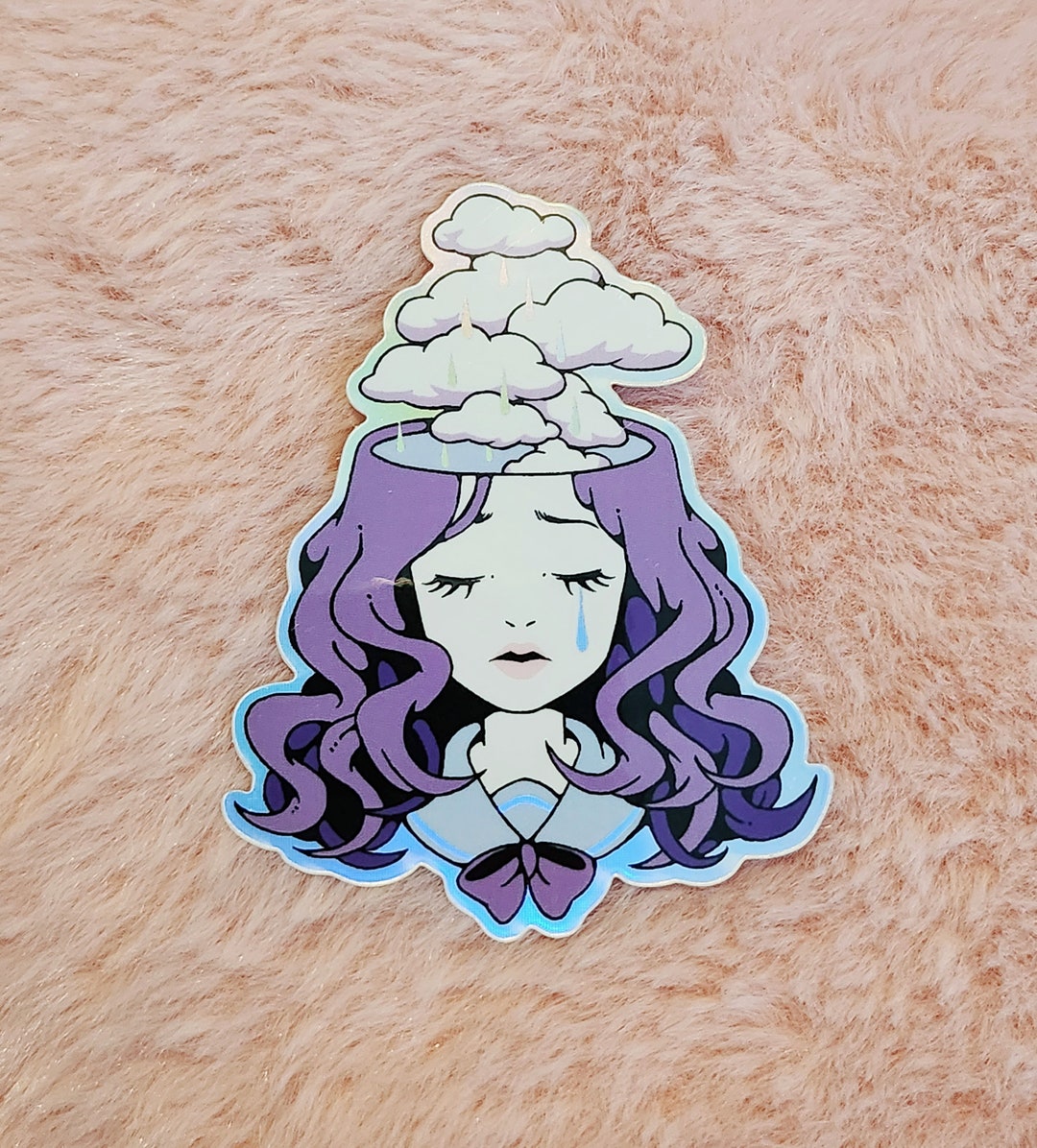 Cloudy Disposition Holo Sticker - Etsy