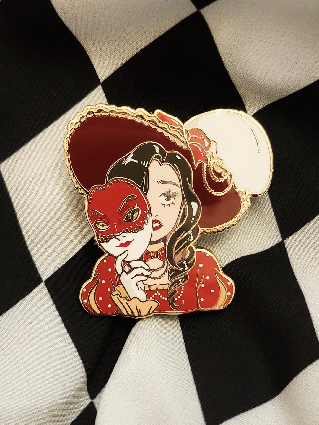 Melancholy Masquerade Smiling Mask Enamel Pin - Etsy