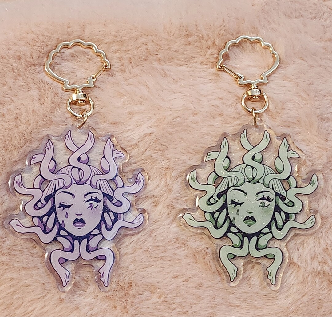 La Medusa Acrylic Keychain With Glitter - Etsy