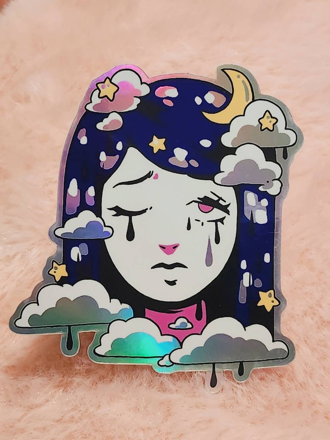 Sad Night Holo Sticker - Etsy