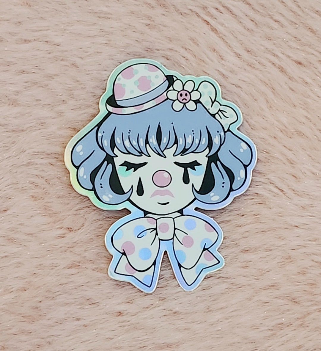 Polka Dot Holo Clown Sticker - Etsy