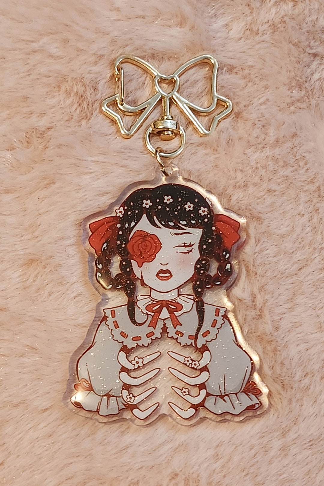 Cage of Feminity Flowers Keychain - Etsy