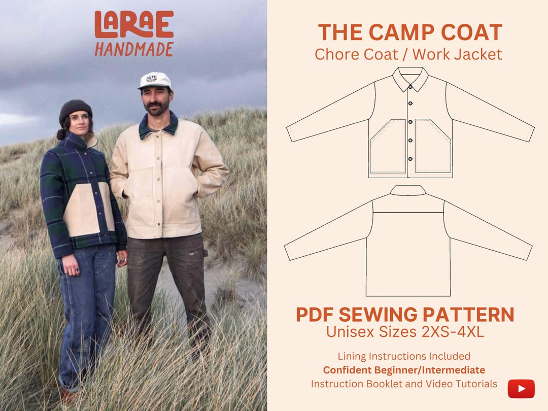 The Camp Coat - A Unisex Chore Coat PDF Sewing Pattern | 2XS-4XL ...