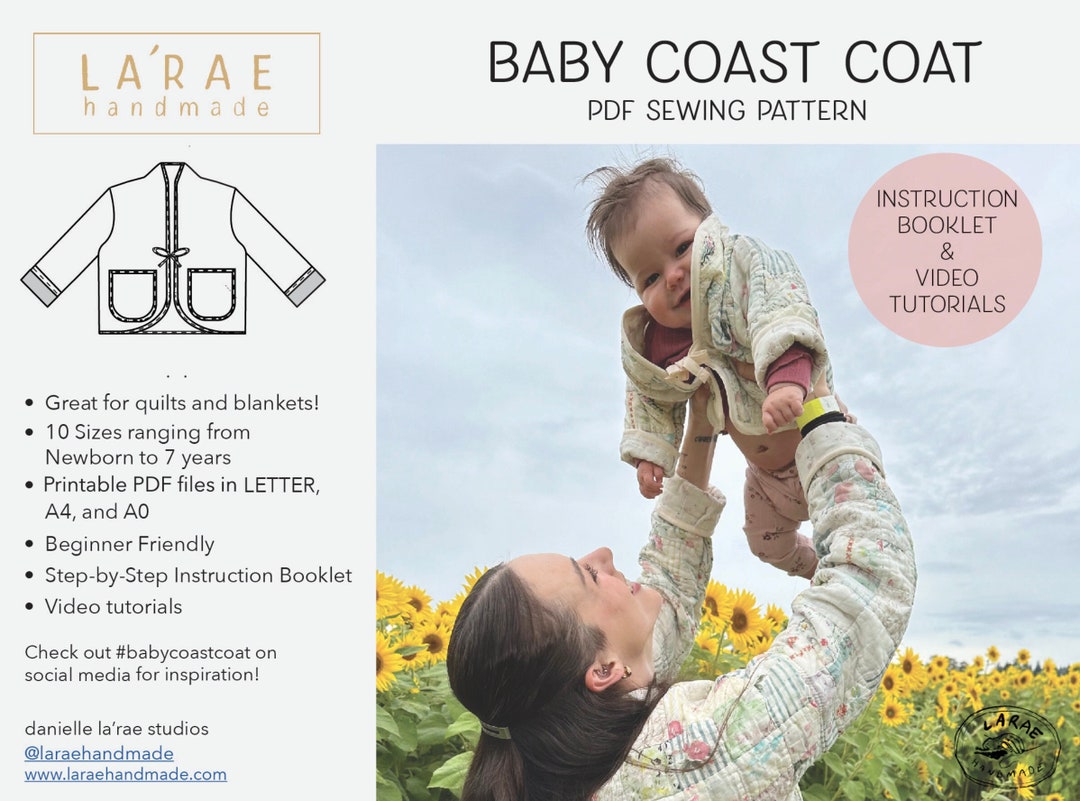Baby Coast Coat PDF Sewing Pattern Beginner Friendly Sizes 0M-7Y Video ...