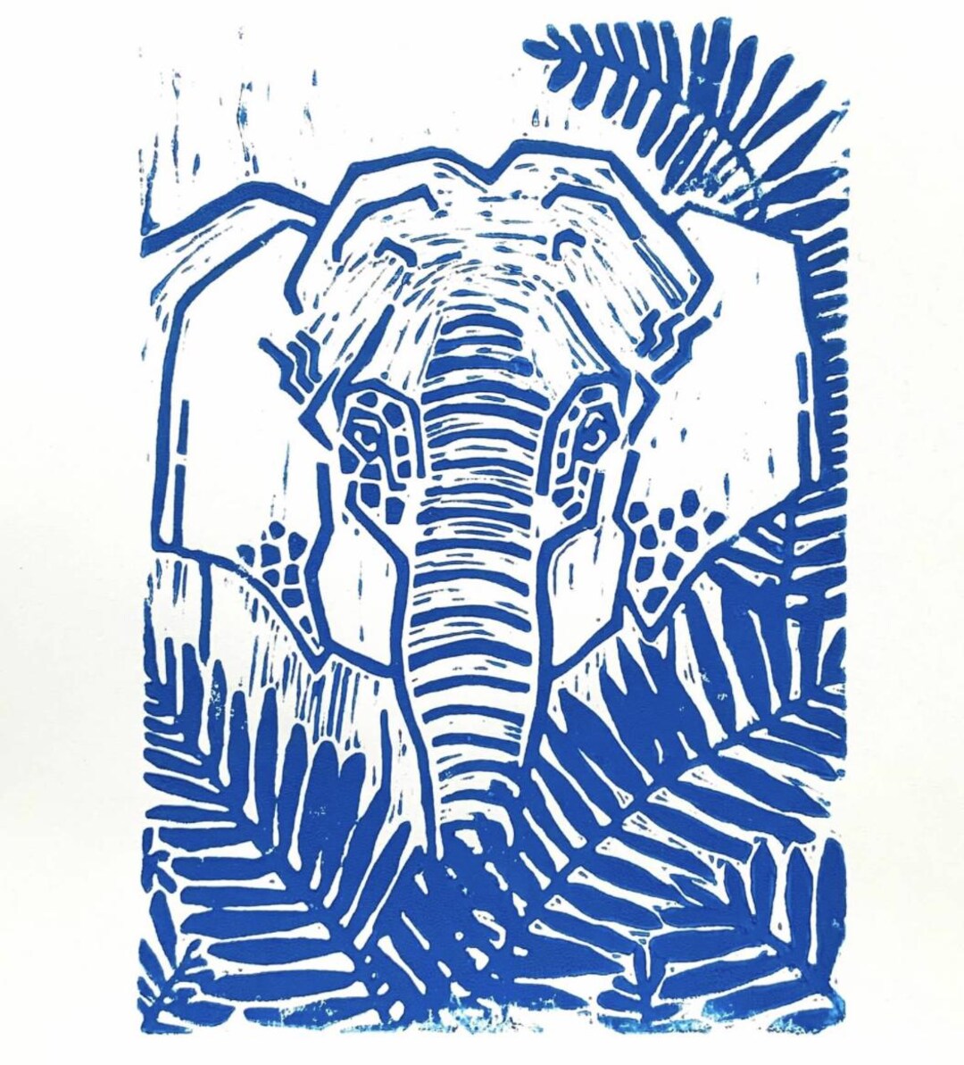 Asian Elephant Linocut Block Print LIMITED EDITION - Etsy