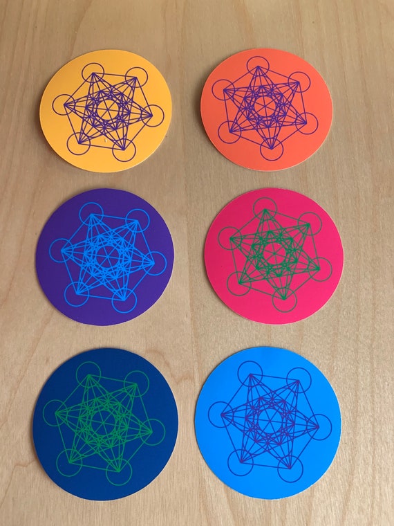 Set of 6 Colorful Metatrons Cube Vinyl Stickers or Magnets | Etsy