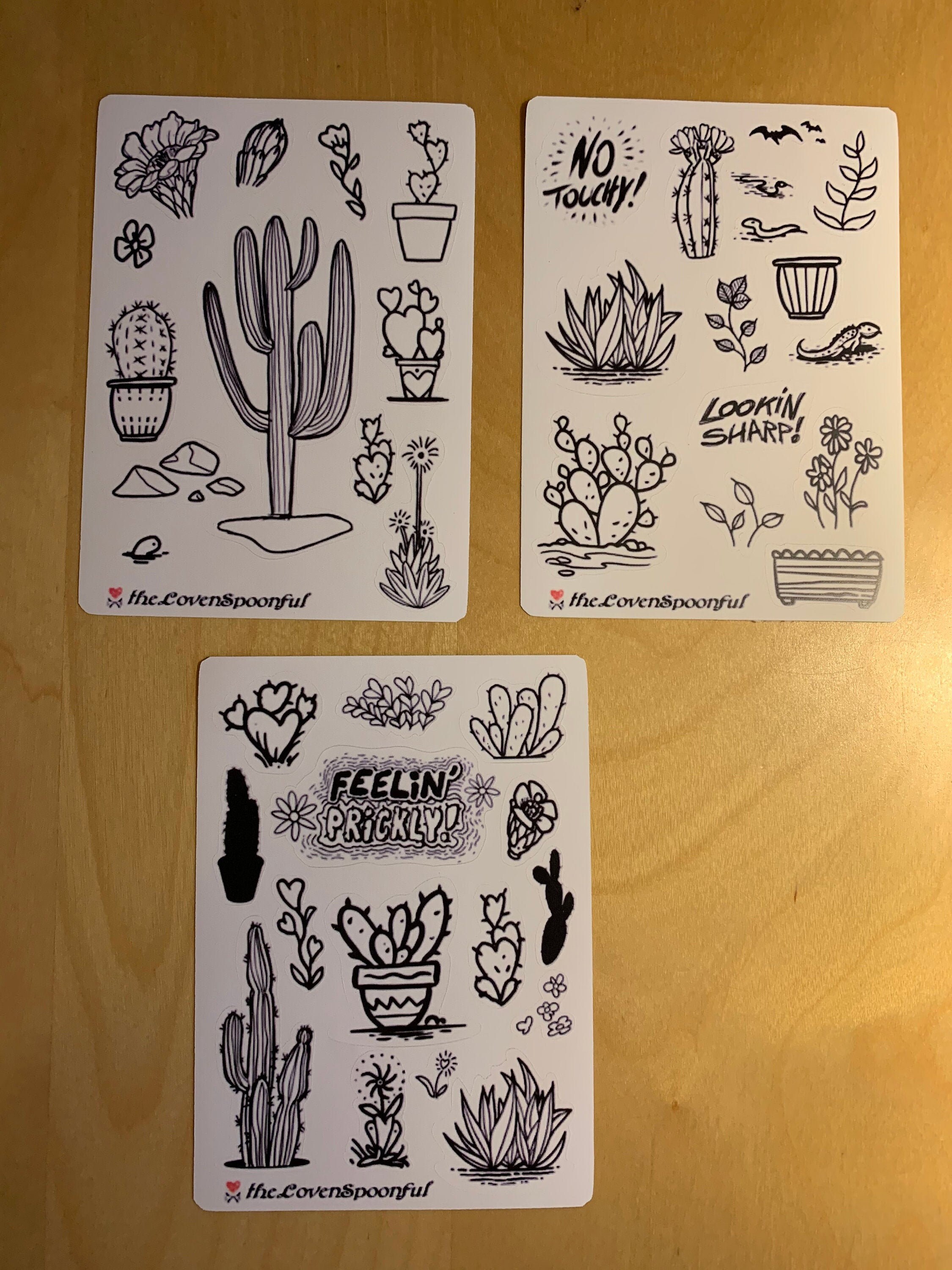 Cactus Sticker Sheets for Planners and Journals Set of 3 | Etsy