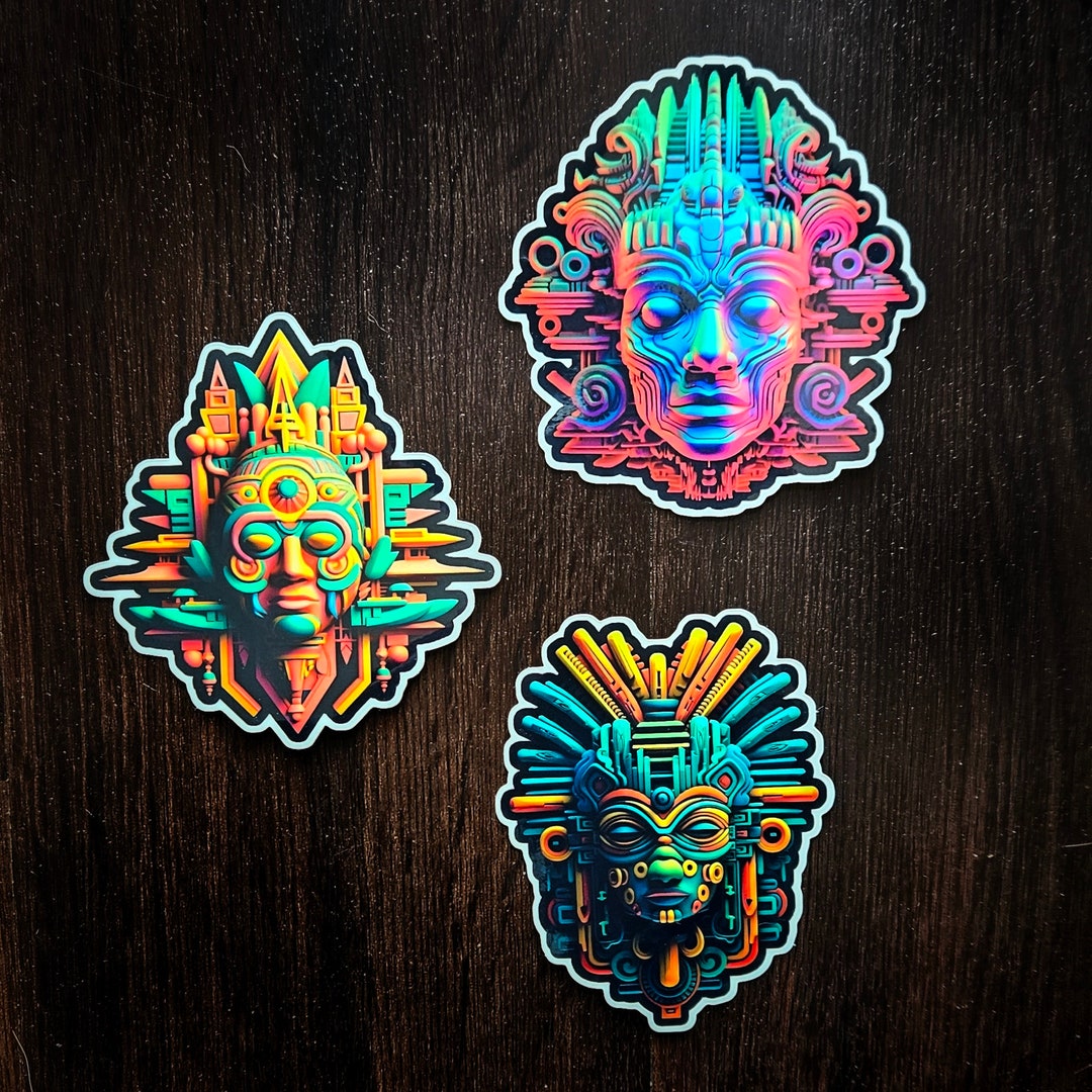 Psychedelic Faces Sticker Pack - Etsy