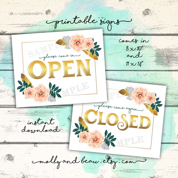 Cute Printable Open and Closed Signs Open Sign Closed Sign | Etsy