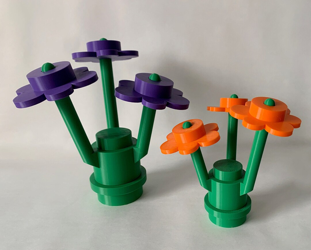 3D Printed Large LEGO Inspired Brick Flowers - Etsy