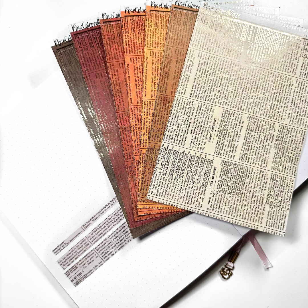 Washi Paper Stickers washi Strips Vintage Newspaper Fall Colors Planner ...