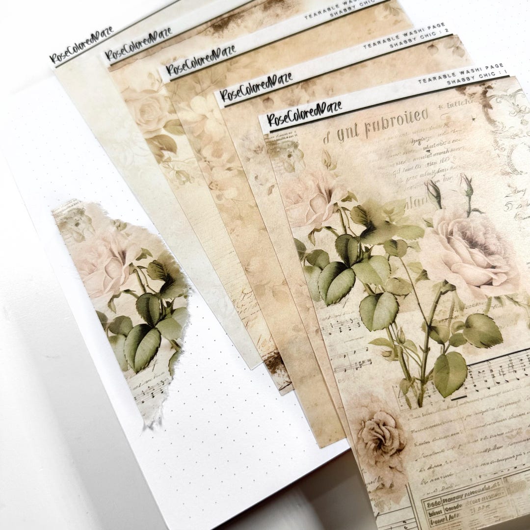 Washi Paper Tearable Stickers - Shabby Chic - Etsy