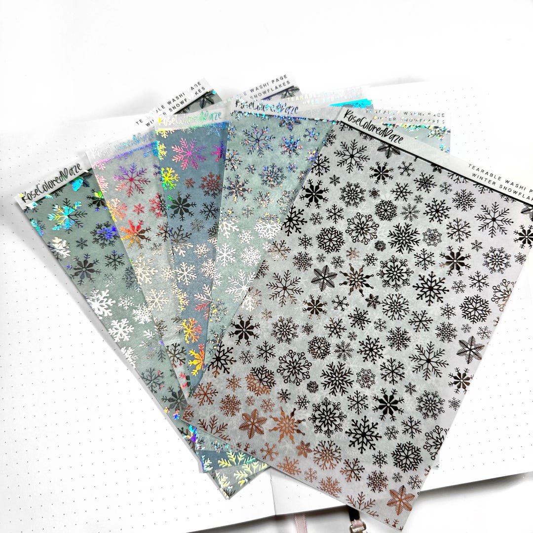 Washi Paper Stickers - Tearable Washi Page - Snowflakes - Winter Blues ...