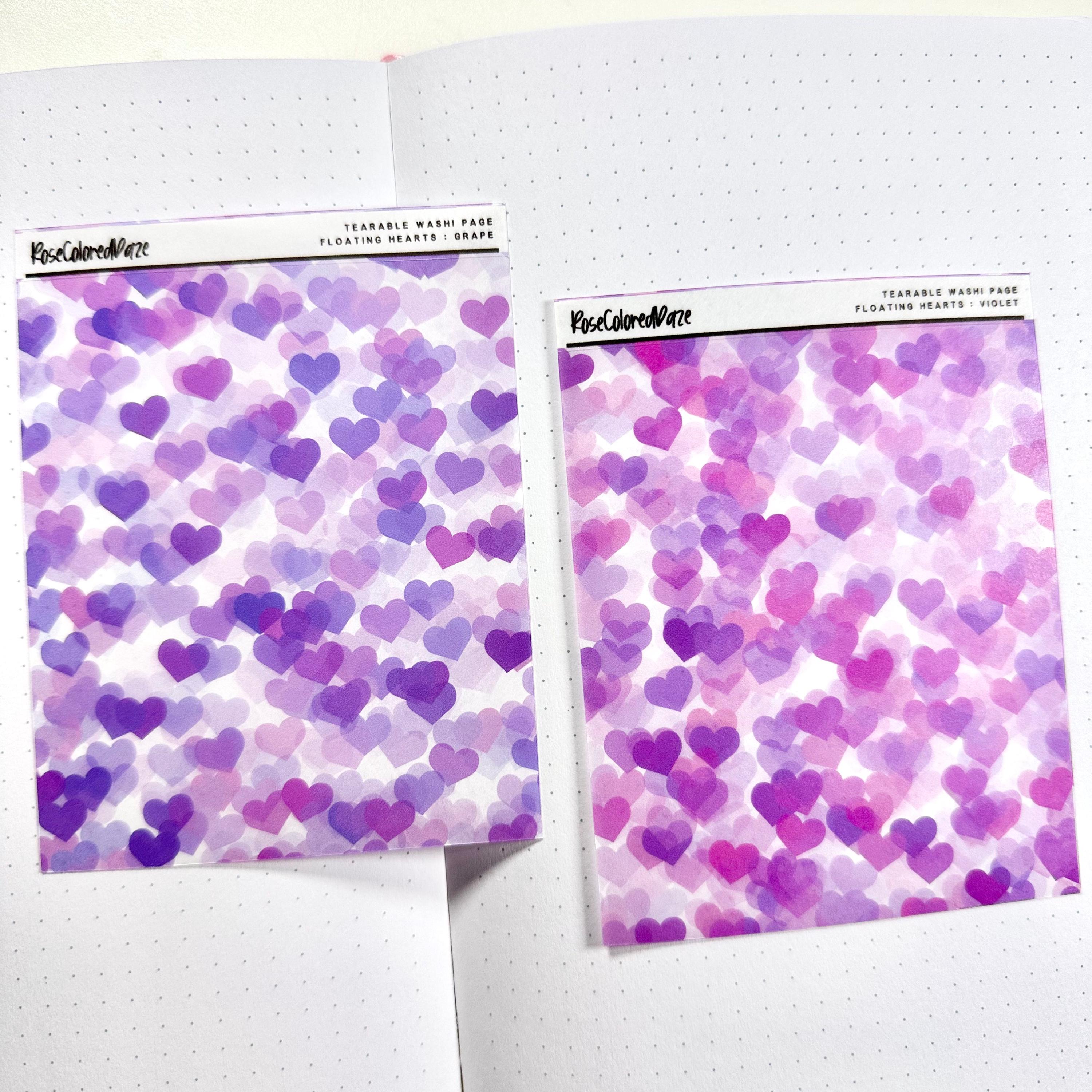 Washi Paper Tearable Stickers - Mini Sheets - Floating Hearts - Etsy