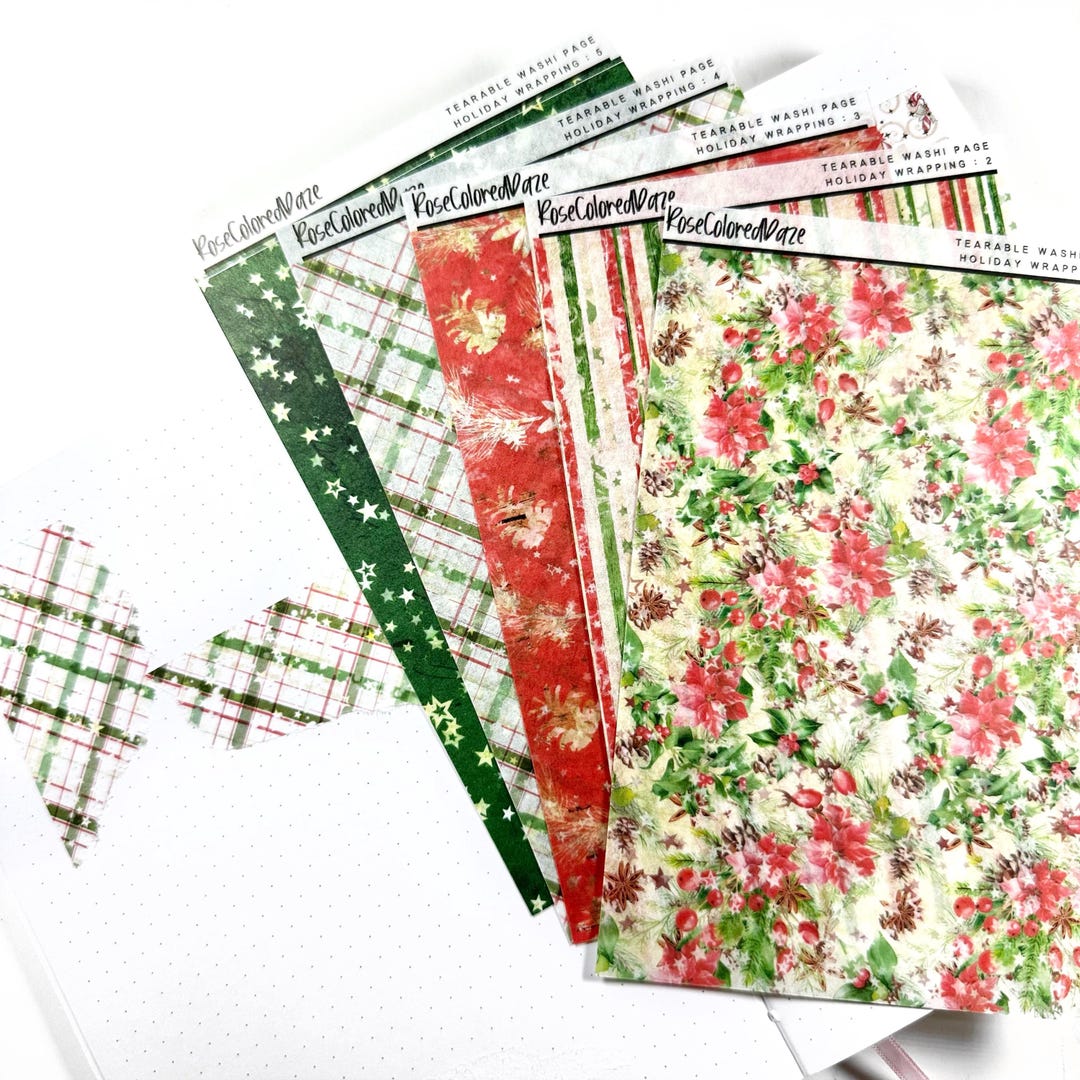 Washi Paper Tearable Stickers - Holiday Wrapping - Etsy