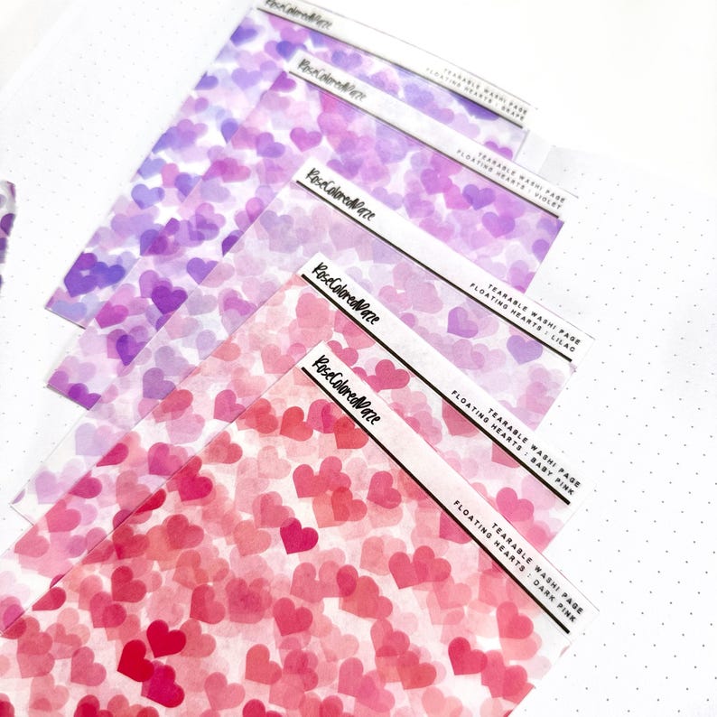 Washi Paper Tearable Stickers - Mini Sheets - Floating Hearts - Etsy