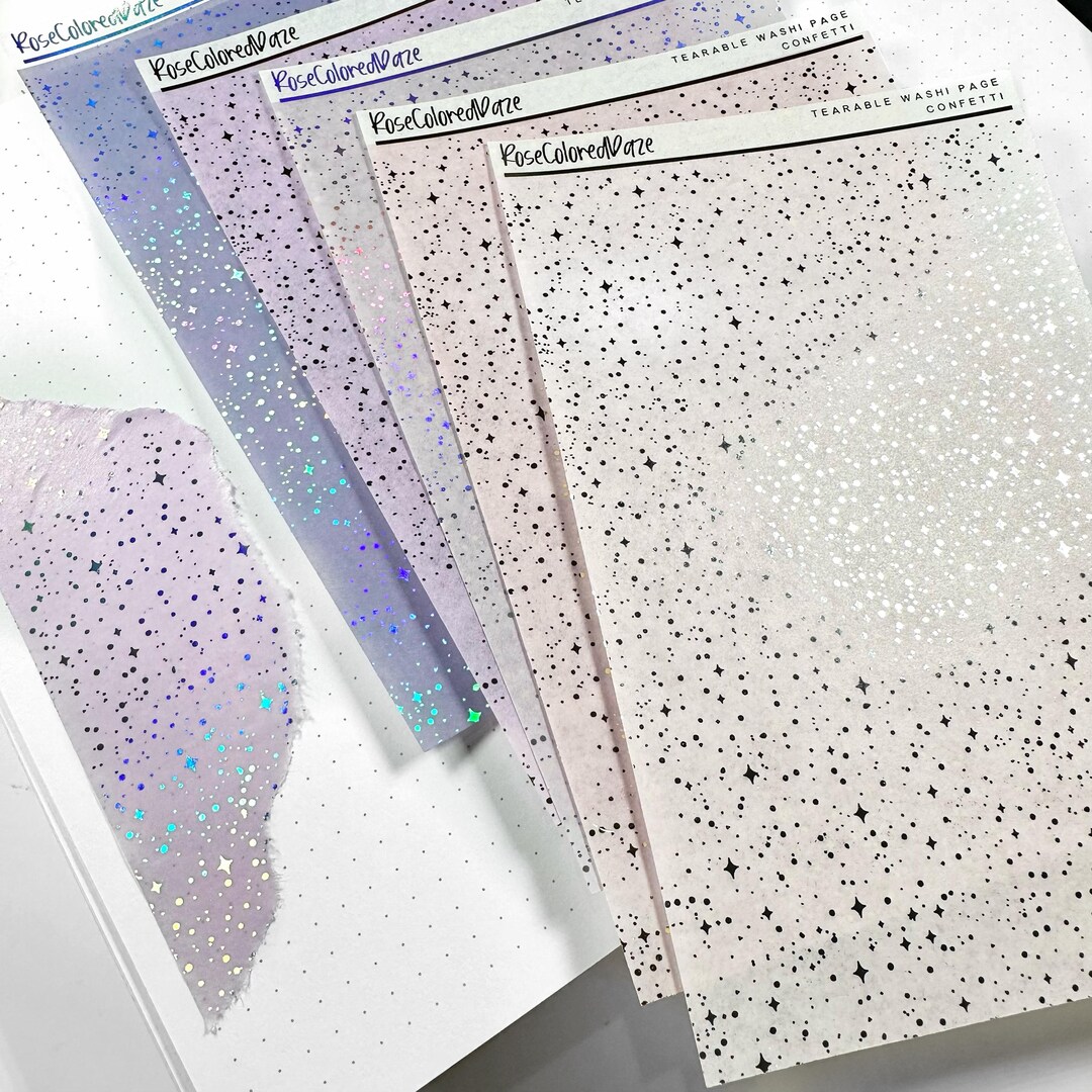 Washi Paper Stickers - Tearable Washi Page - Confetti - Lavender Haze ...