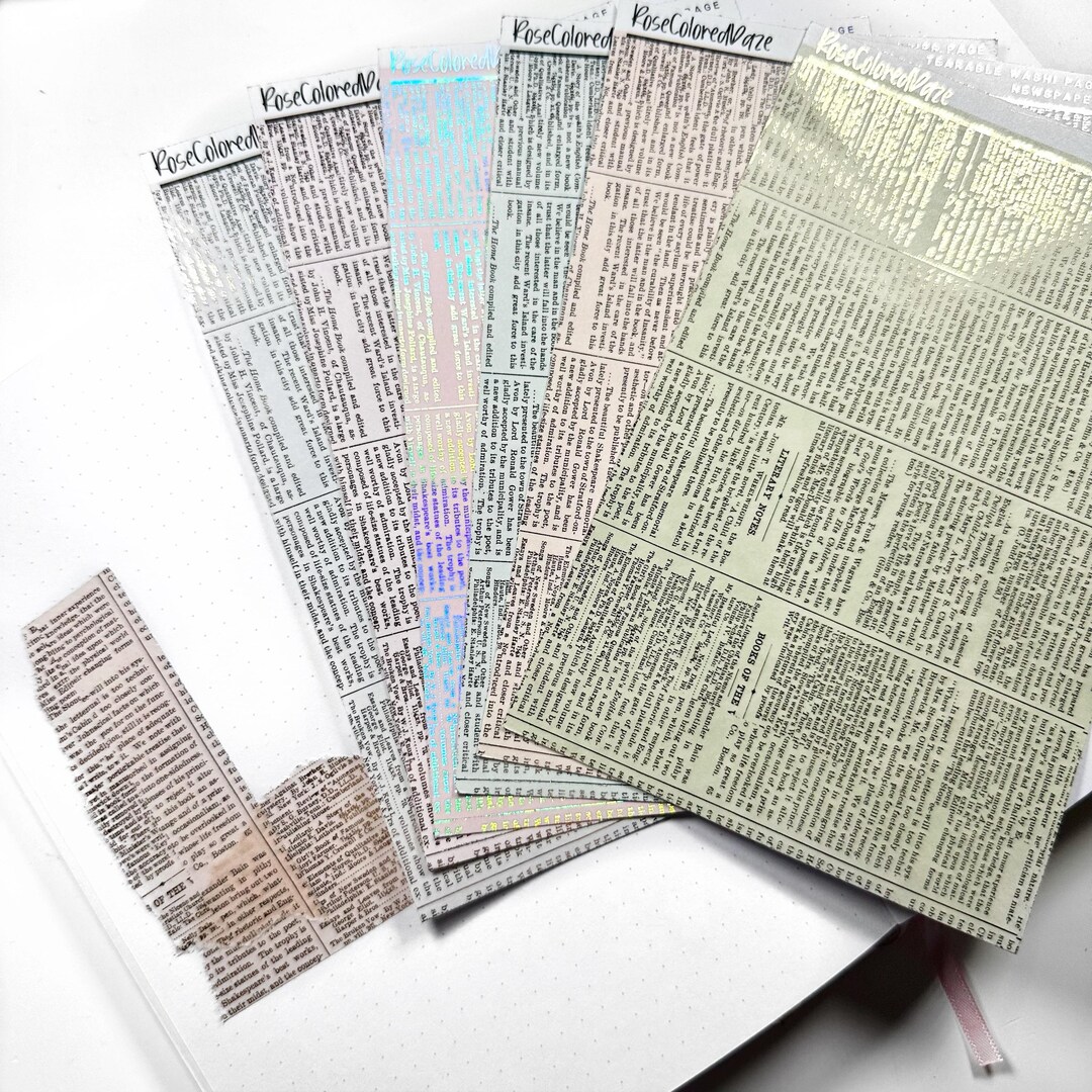 Washi Paper Stickers - Tearable Washi Page - Vintage Newspaper - Soft ...