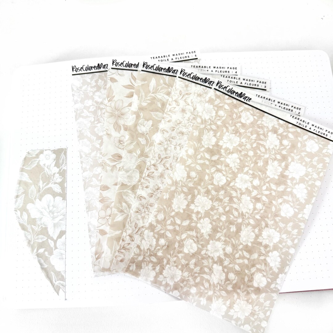 Washi Paper Tearable Stickers - Toile A Fleurs - Etsy