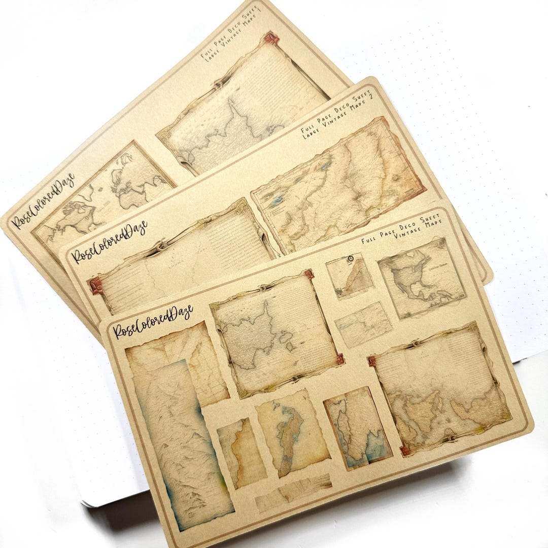 Craft Paper Sticker Sheets - Vintage Maps - Etsy