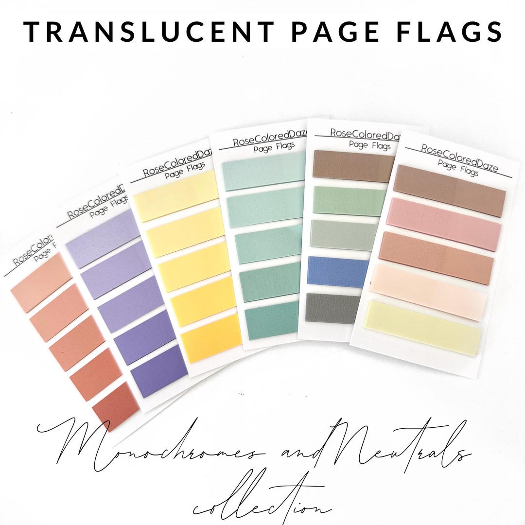 Translucent Page Flags - Monochromes and Neutrals Collection - Etsy