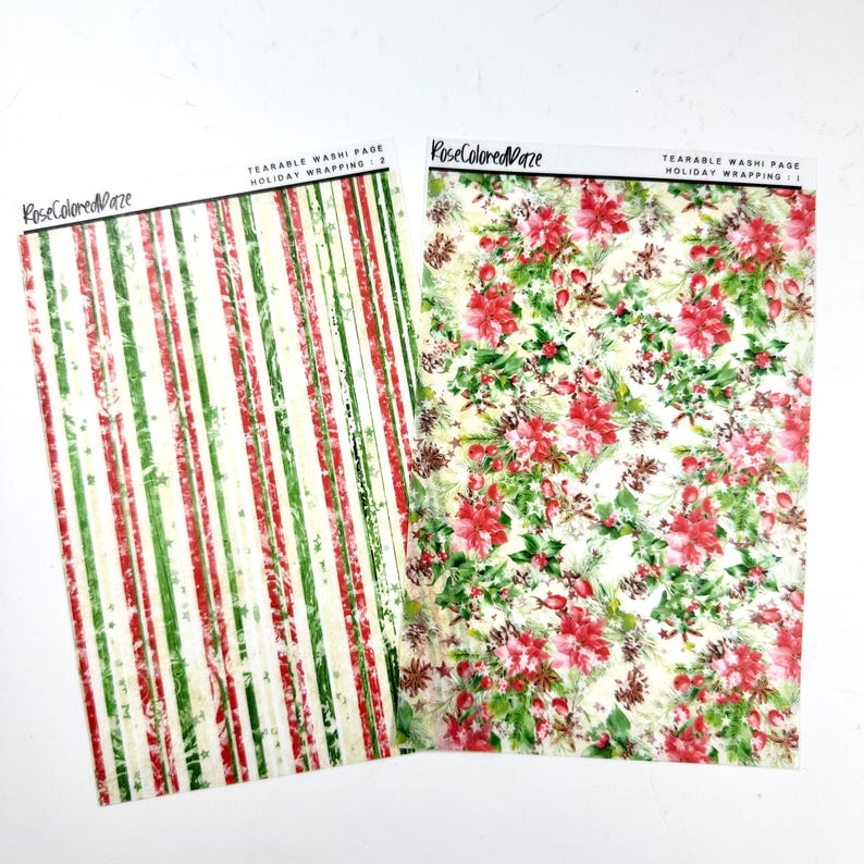 Washi Paper Tearable Stickers - Holiday Wrapping - Etsy