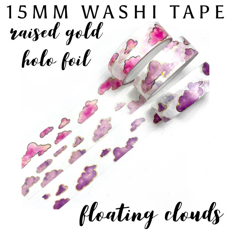 Raised Foil Washi Tape - Floating Clouds - Etsy