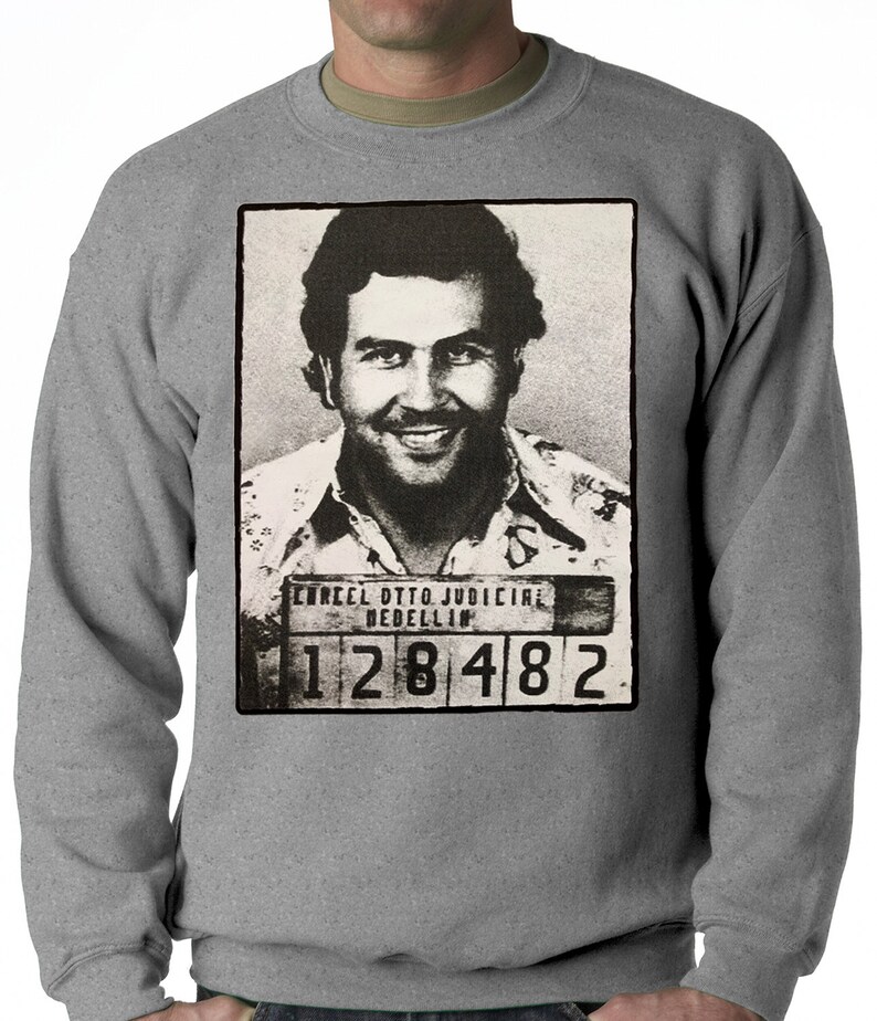 Pablo Escobar Smiling Mug Shot Adult Mens Crewneck Sweatshirt | Etsy