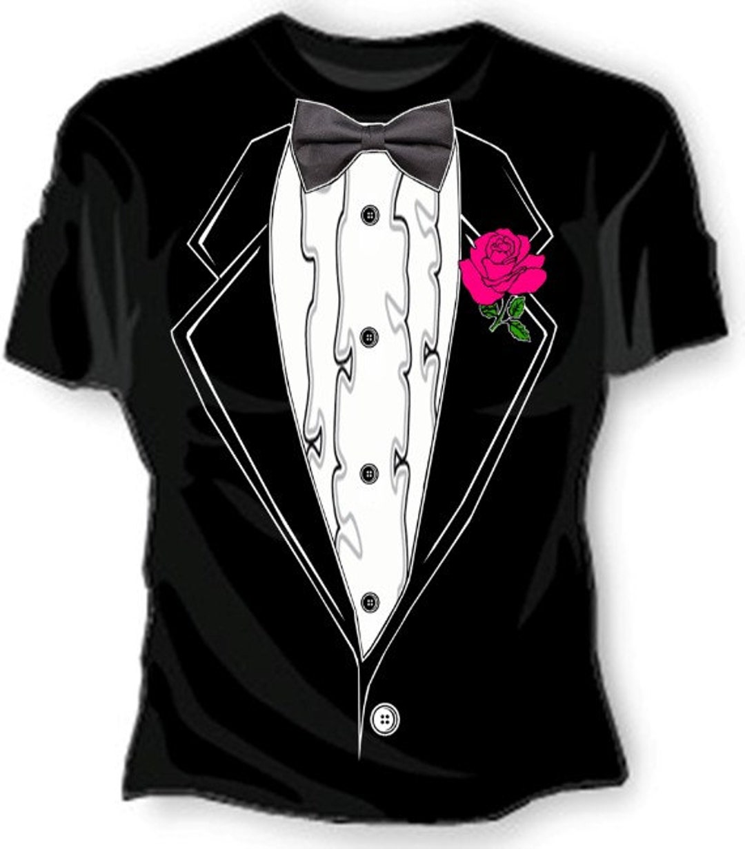 Tuxedo Shirts - Girls Ruffled Tuxedo T-shirt With Pink Rose #3 - Etsy