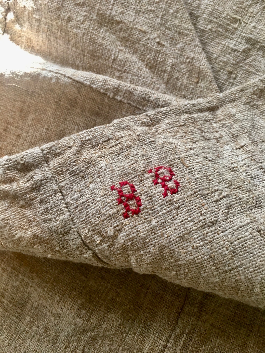 Antique French 19th Century Rustic Primitive Loom Woven Linen Flax ...