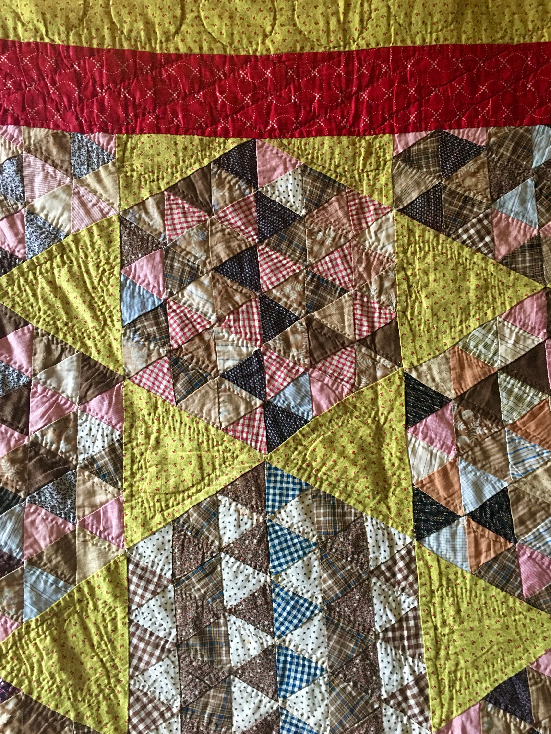 Antique 19th Century Calico Patchwork Quilt ~ Germanic Folk Art Colors ...