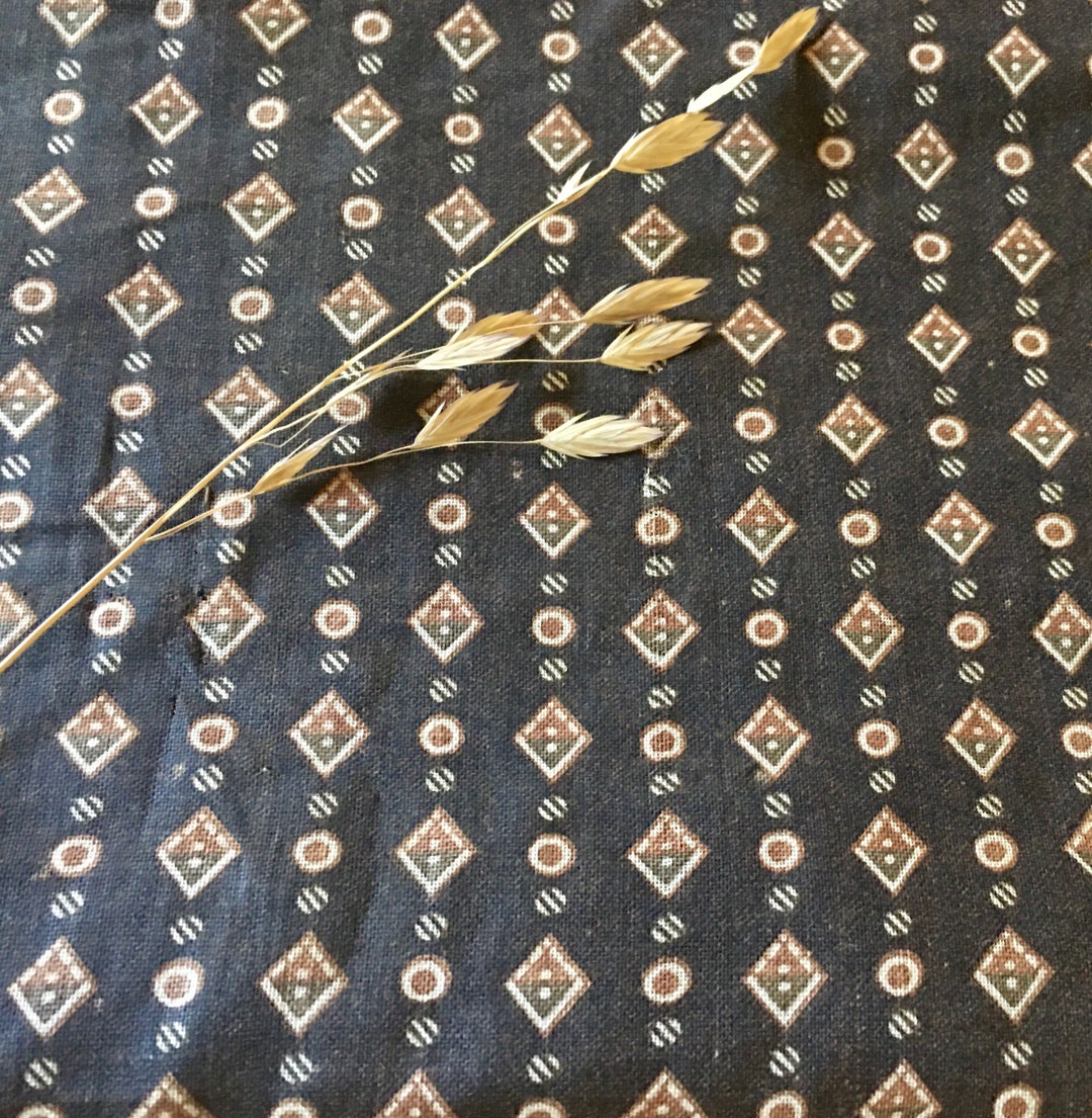 Antique 19th Century 1800’s Small Geometric Calico Cotton Fabric ...