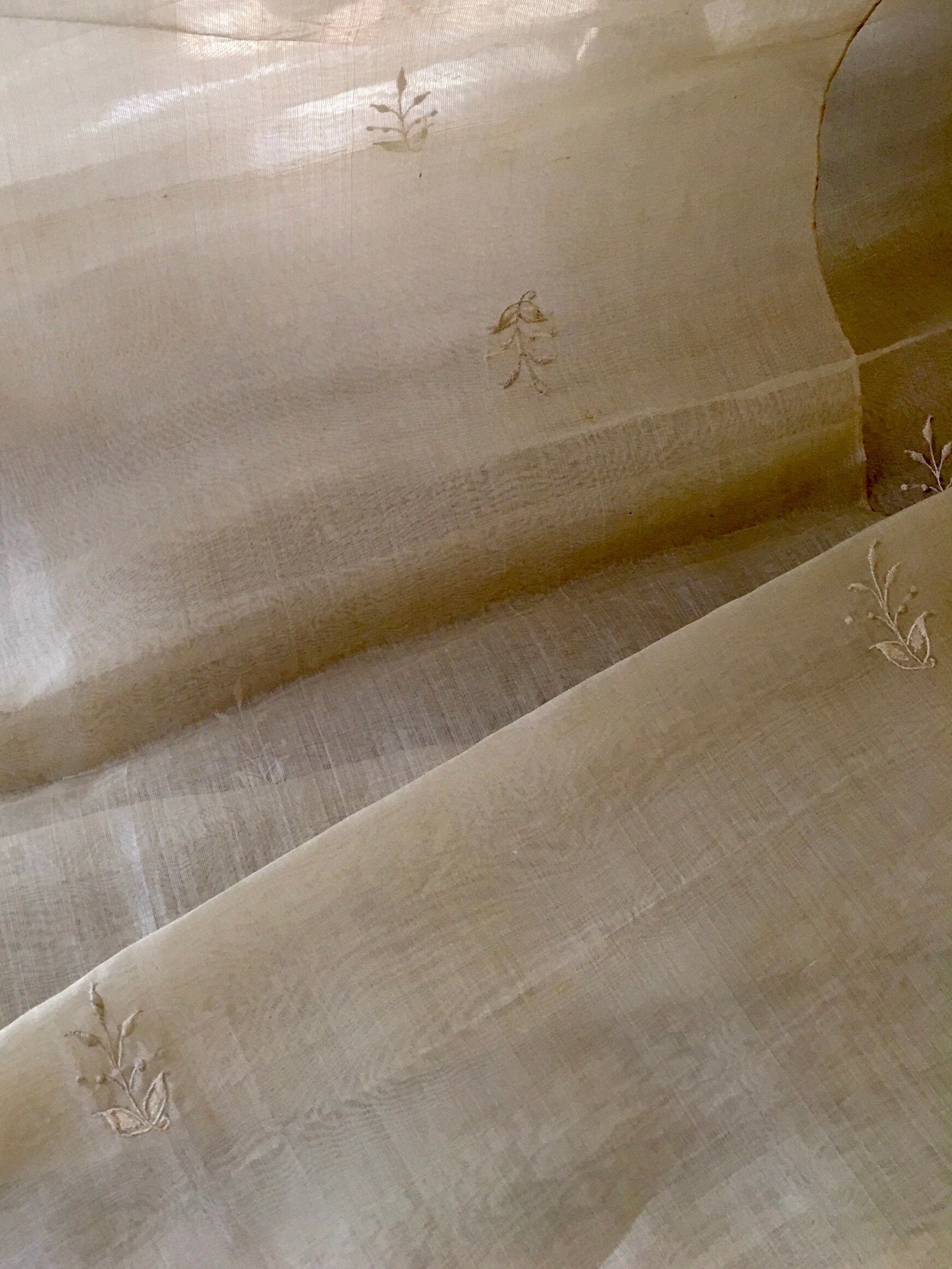 Beautiful Antique Edwardian Early 1900 Embroidered Floral Silk Organza ...
