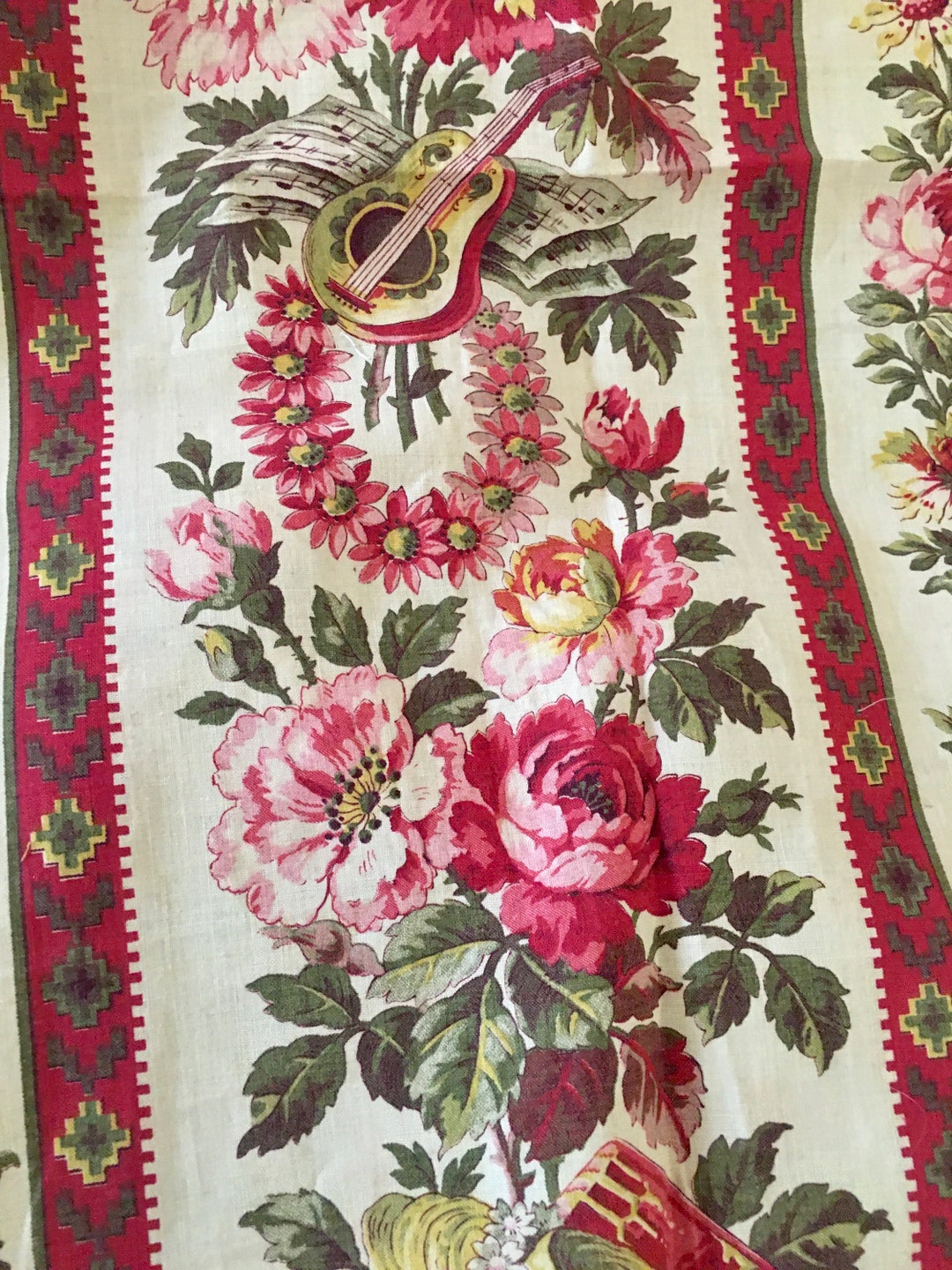 Gorgeous Antique French Floral Roses Stripe Literature Book Straw Hat ...