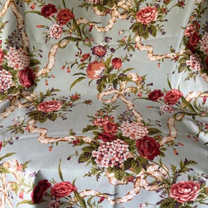 Beautiful Vintage Circa 1980’s Mario Buatta Floral Ribbon Chintz Cotton ...