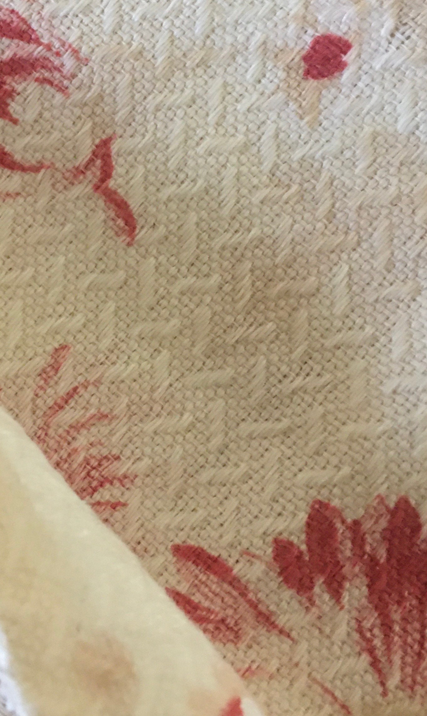 Beautiful Antique French Floral Mum Flower Cotton Fabric ~ Red Pink ...