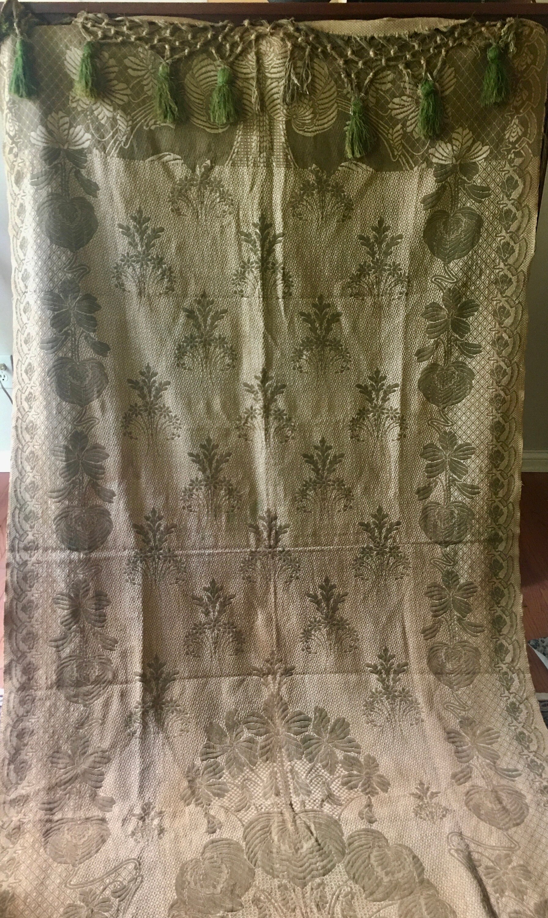 Beautiful Shabby Antique Art Nouveau Large Floral Jacquard Fabric ...