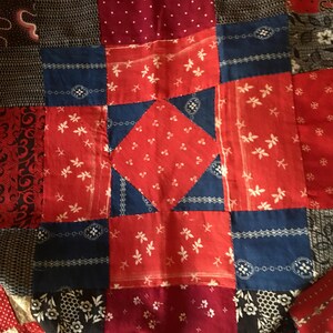 Antique 19th Century 1800’s Calico Fabric Patchwork Quilt Top ~ Indigo ...
