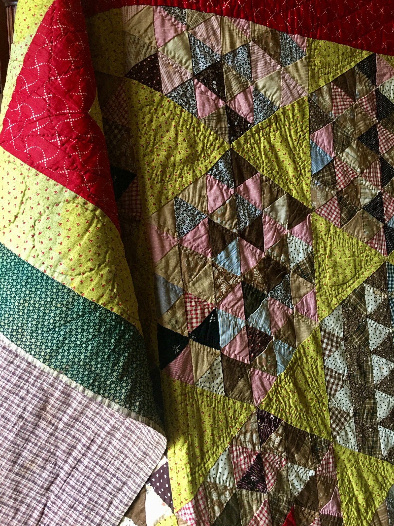 Antique 19th Century Calico Patchwork Quilt ~ Germanic Folk Art Colors ...