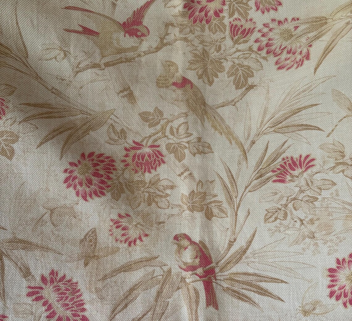 Beautiful Antique French Botanical Chinoiserie Inspired Bird Bamboo Mum ...