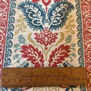Antique French Folksy Provincial Floral Cotton Fabric ~ Embroidered ...