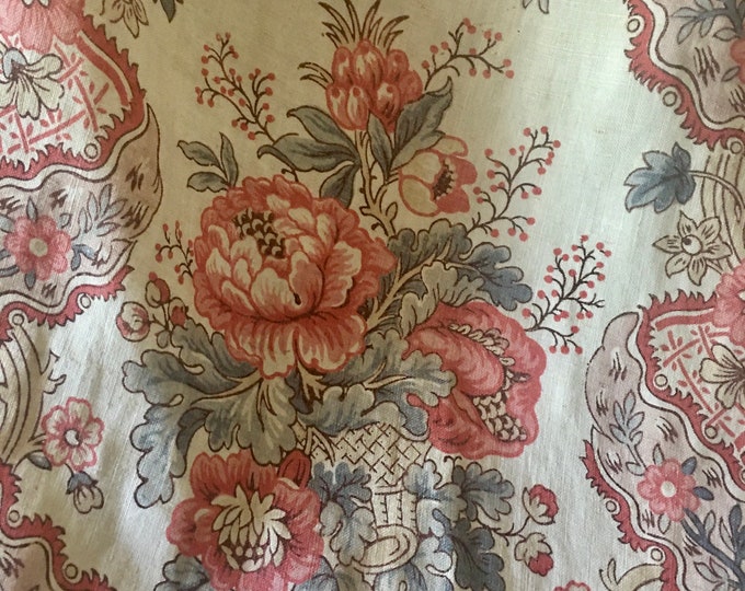 Beautiful Antique French Circa 1900 Floral Basket Garland Linen ...