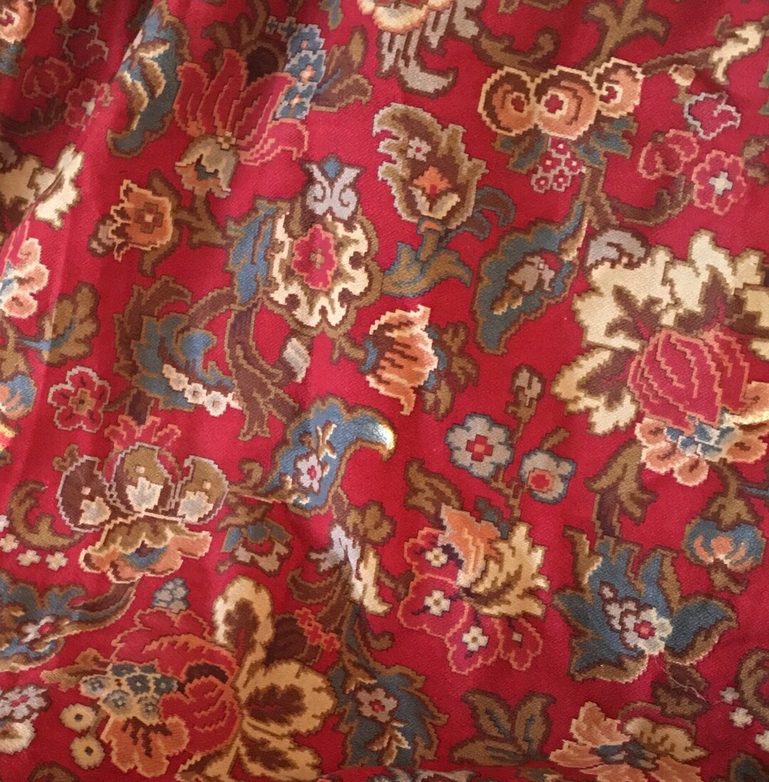Antique French 19th Century Floral Cotton Interiors Fabric ~ Striking ...