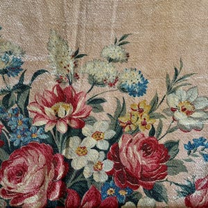 Beautiful Antique Circa 1930s 1940s Floral Cabbage Roses Barkcloth Era ...