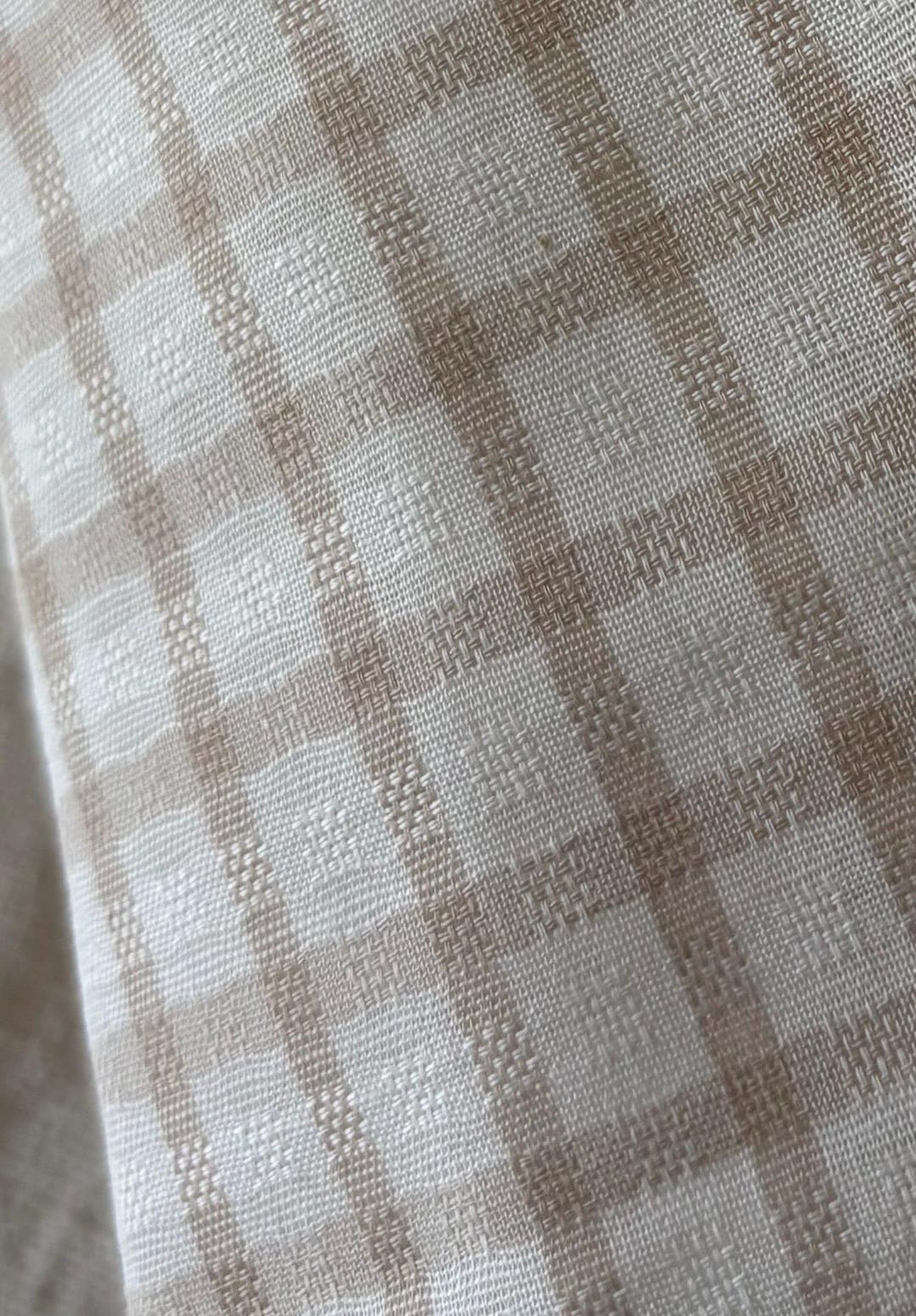 Antique Vintage Woven Homespun Plaid Window Pane Check Cotton Fabric ...