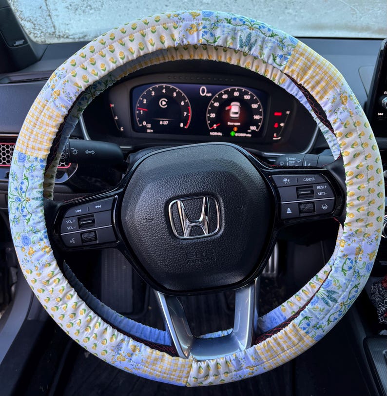Quilted Patchwork Universal Fit Steering Wheel Cover With Nonslip Grips ...